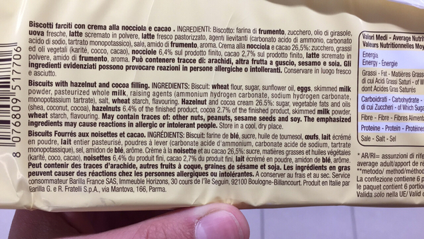 Product “Barilla - Baiocchi (cookies stuffed with hazelnuts and cocoa ...