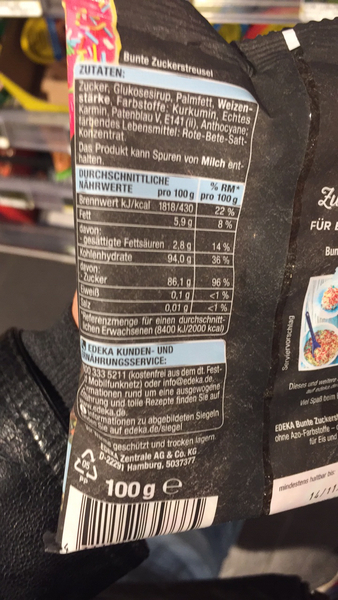 Product “Edeka colorful sugar sprinkles” | The Open Food Repo