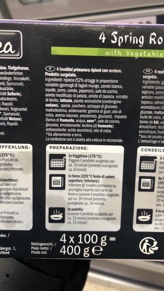 Product “Culinea - 4 Spring rolls with vegetables” | The Open Food Repo