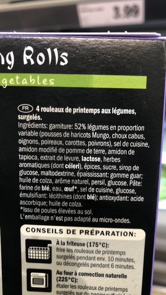 Product “Culinea - 4 Spring rolls with vegetables” | The Open Food Repo