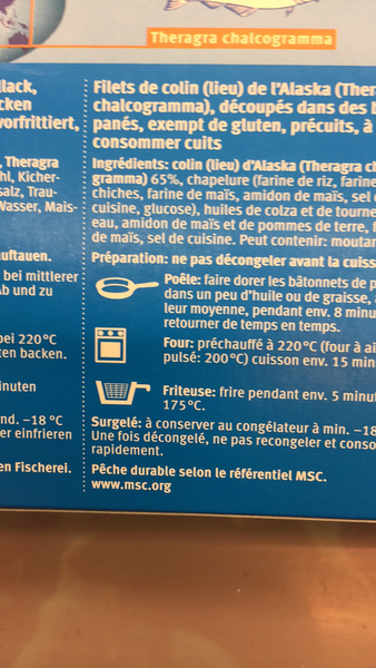 Product “aha! Fish sticks” | The Open Food Repo