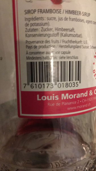 Product “Sirop Framboise Morand Martigny ” | The Open Food Repo