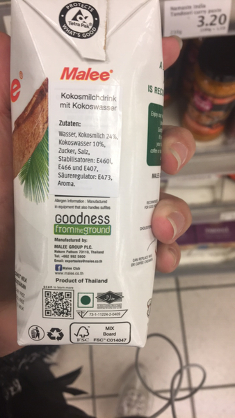 Product “Malee Coconut Milk Drink With Coconut Water” | The Open Food Repo